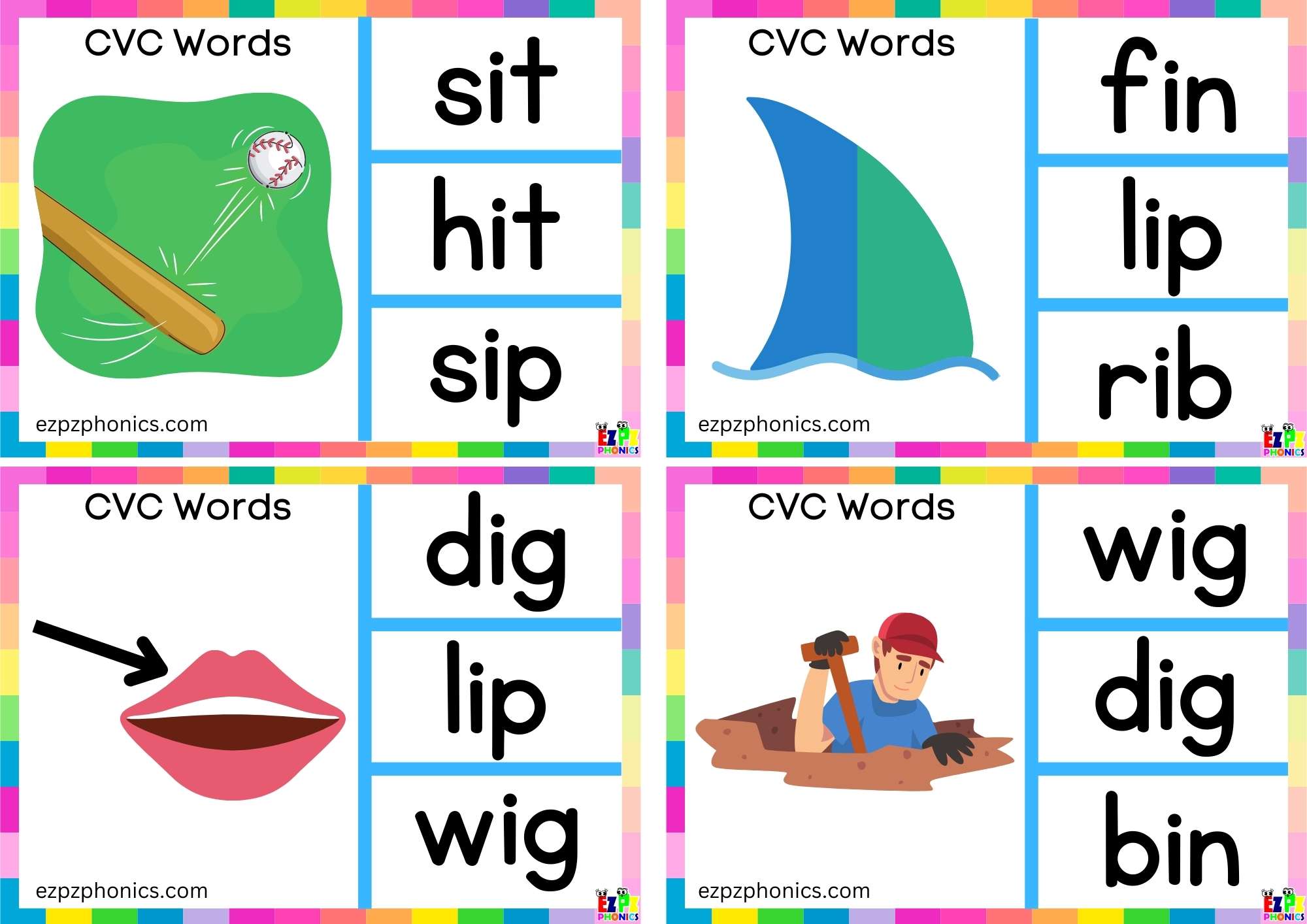 Short i Vowel CVC words Look at the image and clip the correct word 3 - ezpzphonics.com